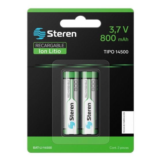 2 baterías recargables Li-ion 800 mAh tipo 14500 Steren